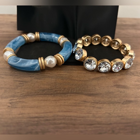 Plunder | Jewelry | Plunder Blue And Gold Bracelet Duo | Poshmark